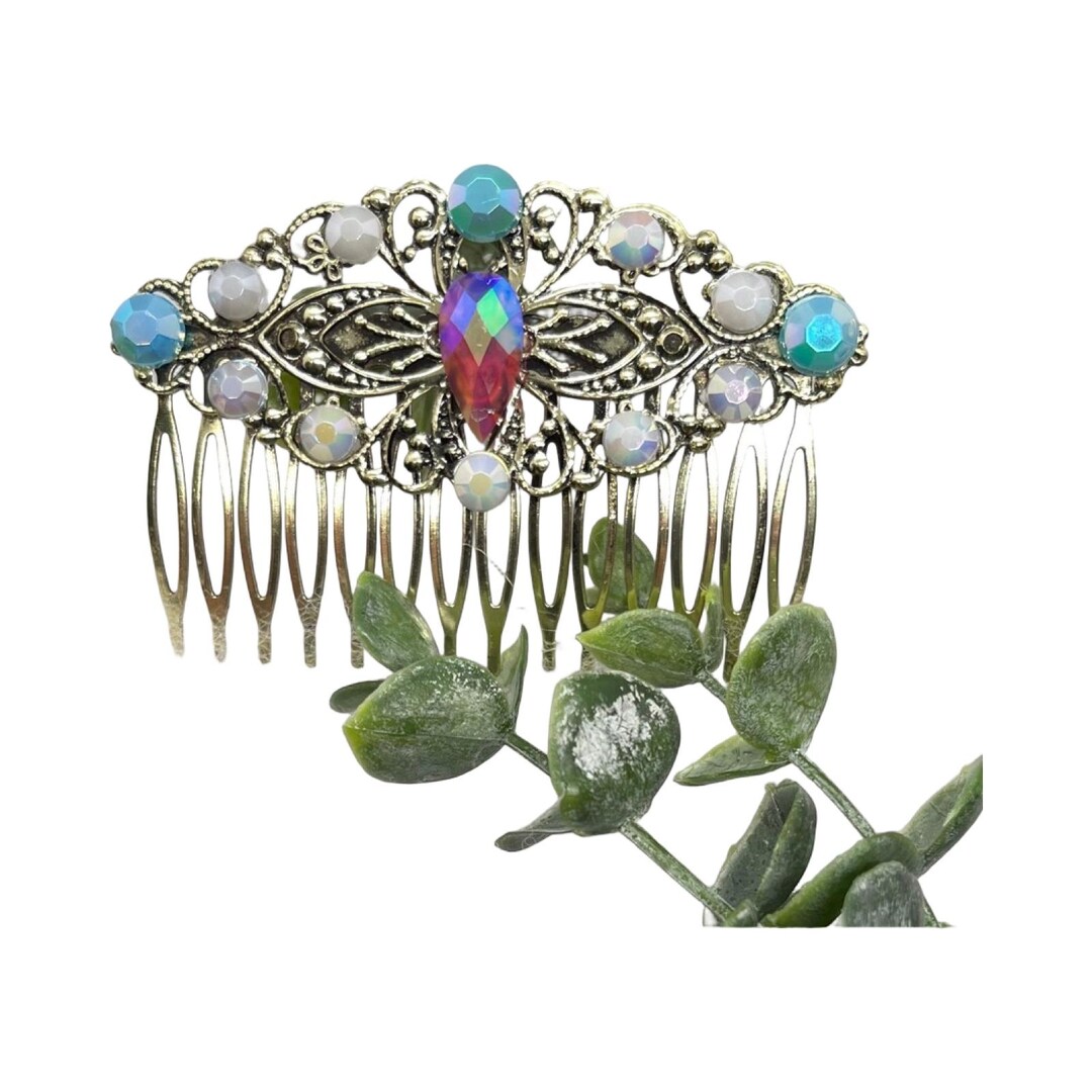 Vintage Style Rhinestone Hair Comb: Iridescent Pearl Bridal Accessory ...