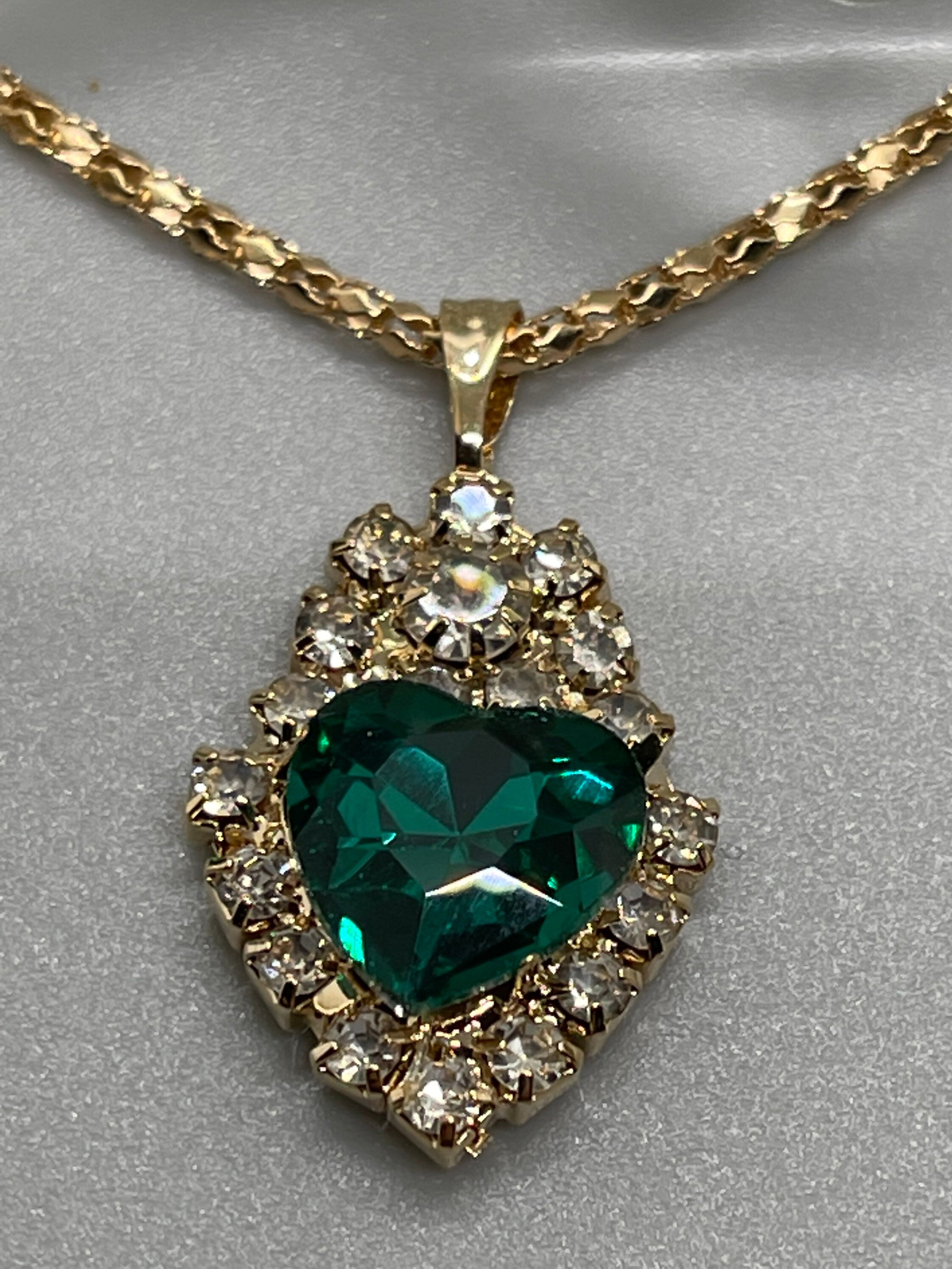 Emerald Crystal Heart Jewelry Set: Rhinestone Wedding Accessory - Etsy