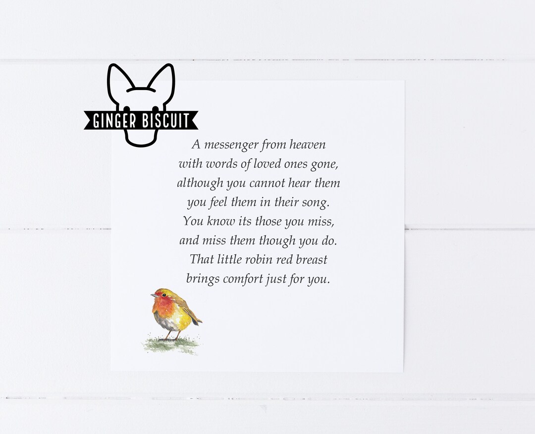 Robin Poem, Verse, Card, Thinking of You, Sympathy, Memory, Memorial ...