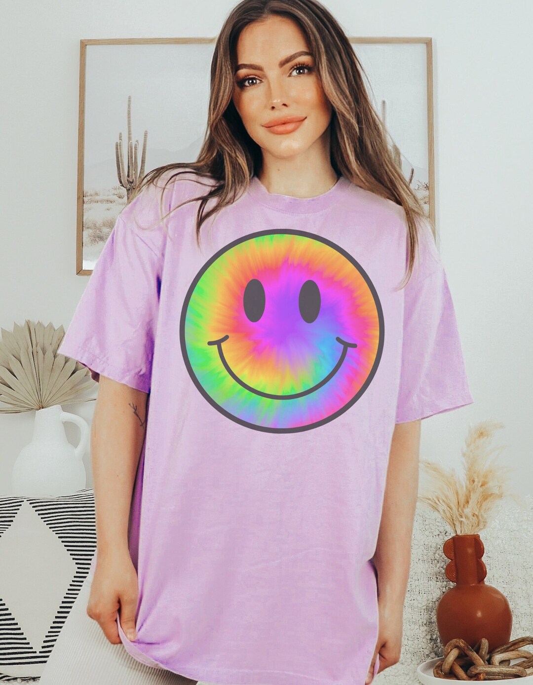 Ty Dye Smiley Face Tee, Smile Face Tee, Comfort Colors Tee, Oversized T ...