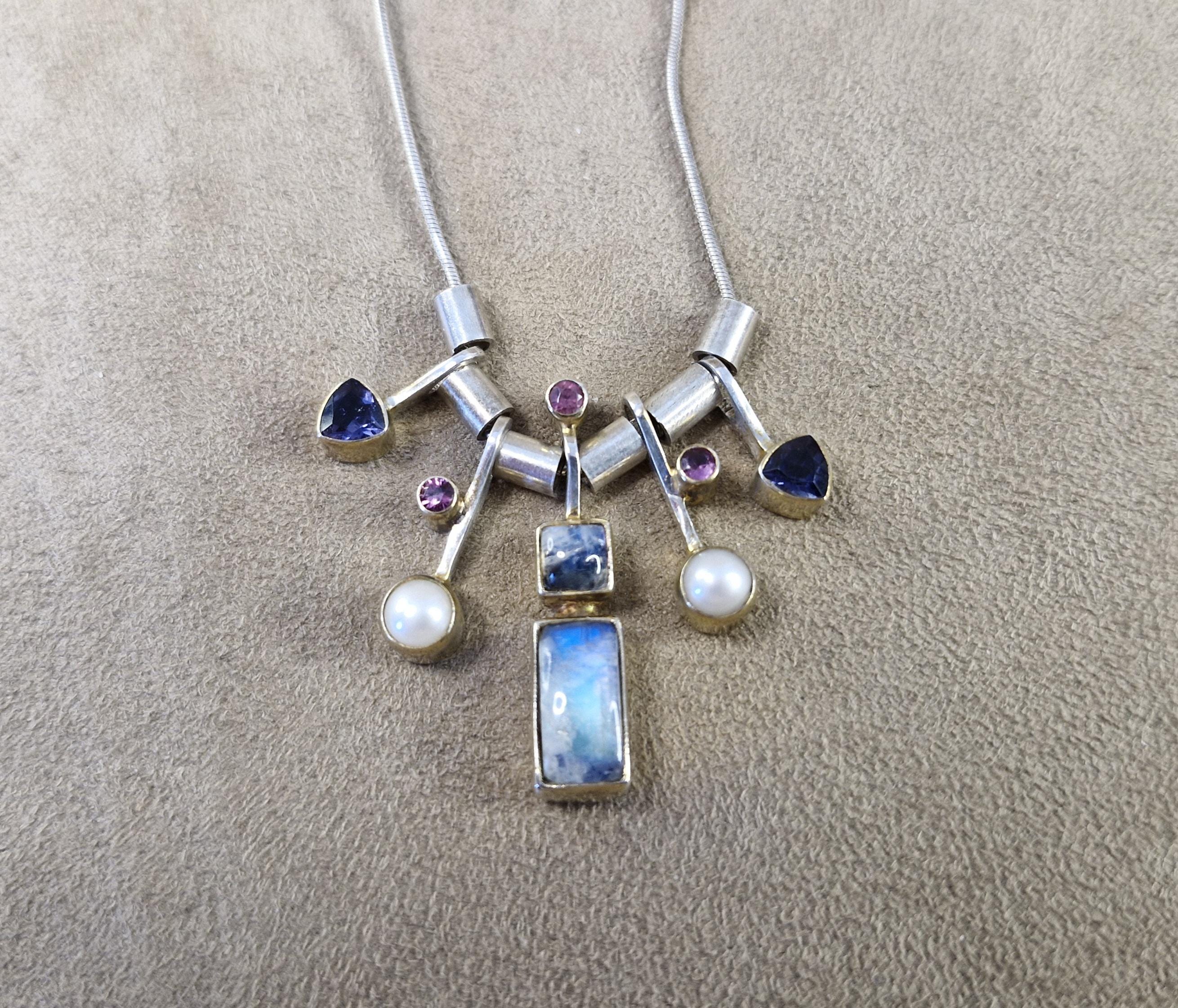 Michou Designs Necklace Sterling Silver 22k Gold Vermeil Modernist ...