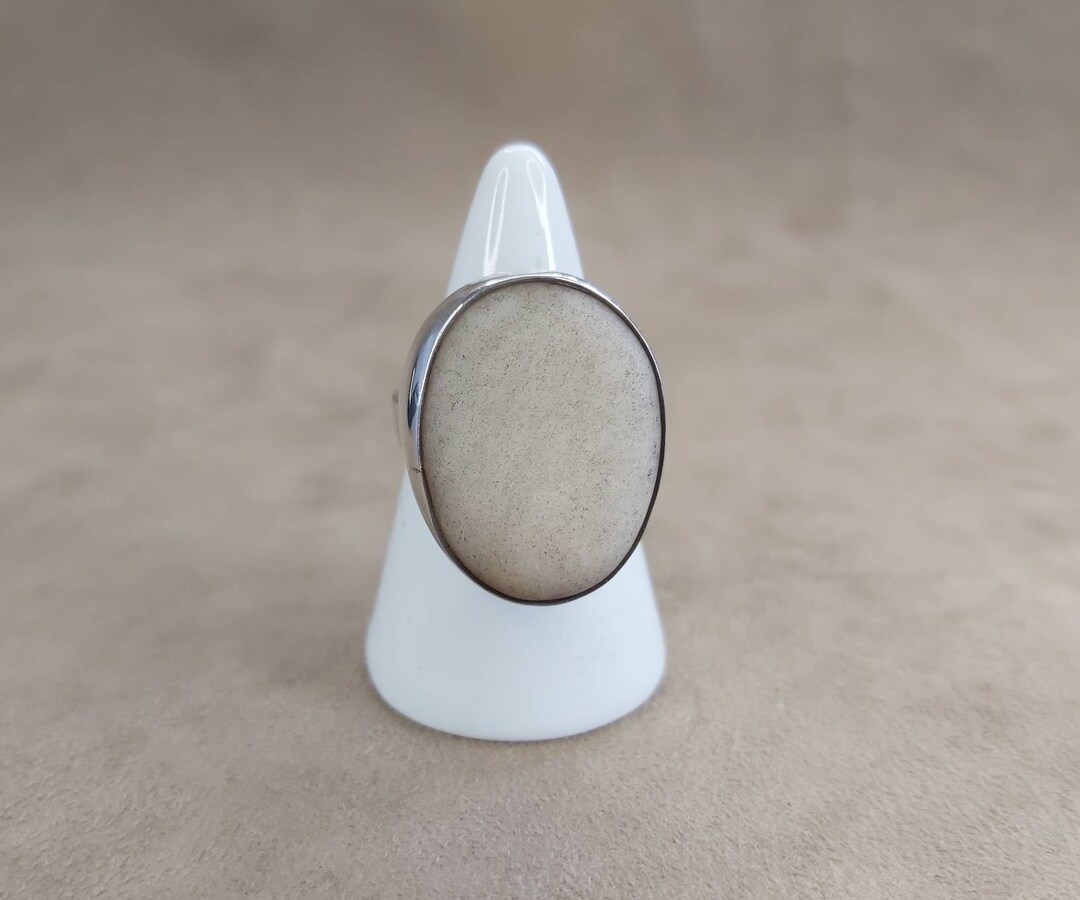 Sterling Pebble Ring Organic Jewellery Natural Beach River Stone Artisan Handmade Silver Chunky ...