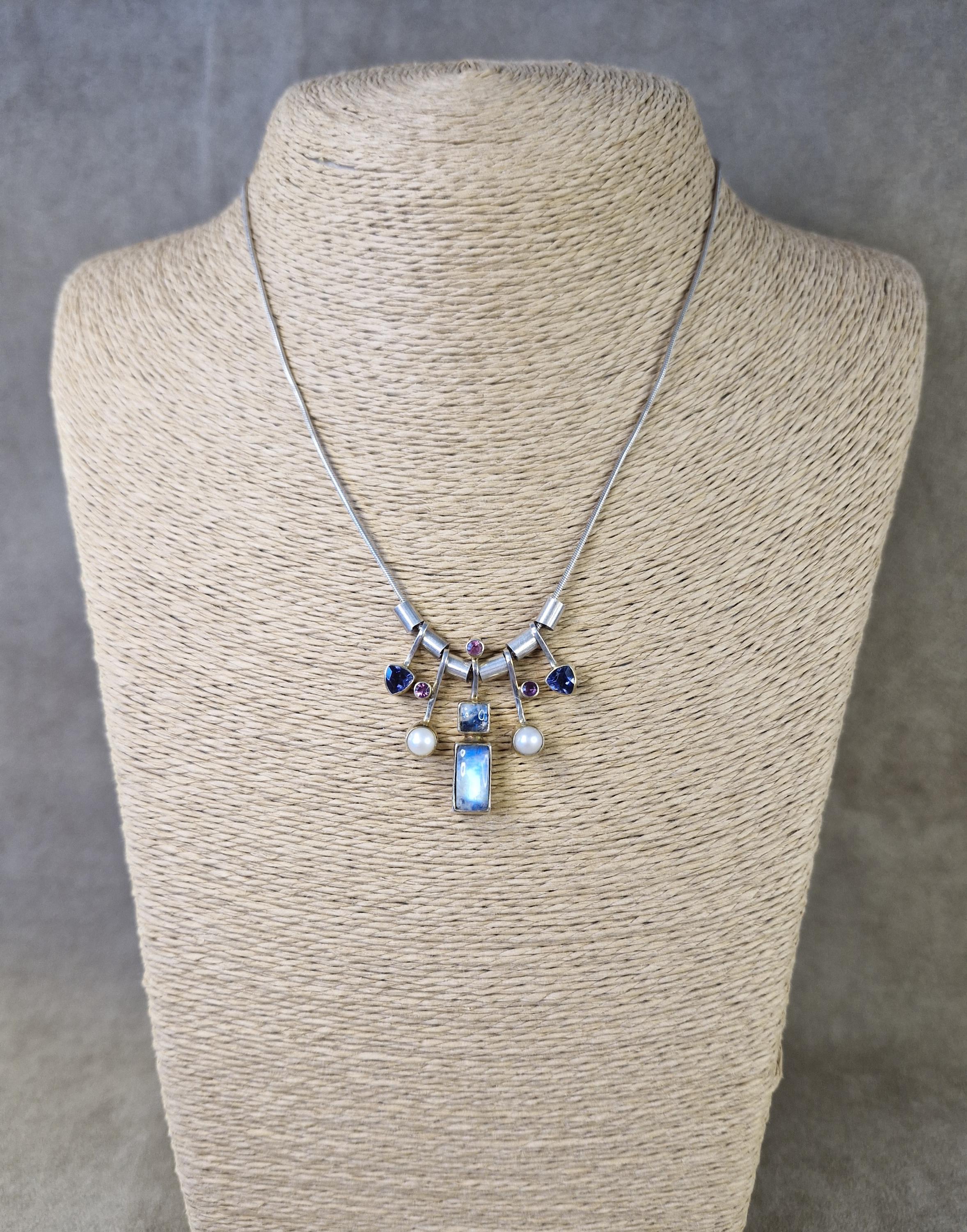 Michou Designs Necklace Sterling Silver 22k Gold Vermeil Modernist ...
