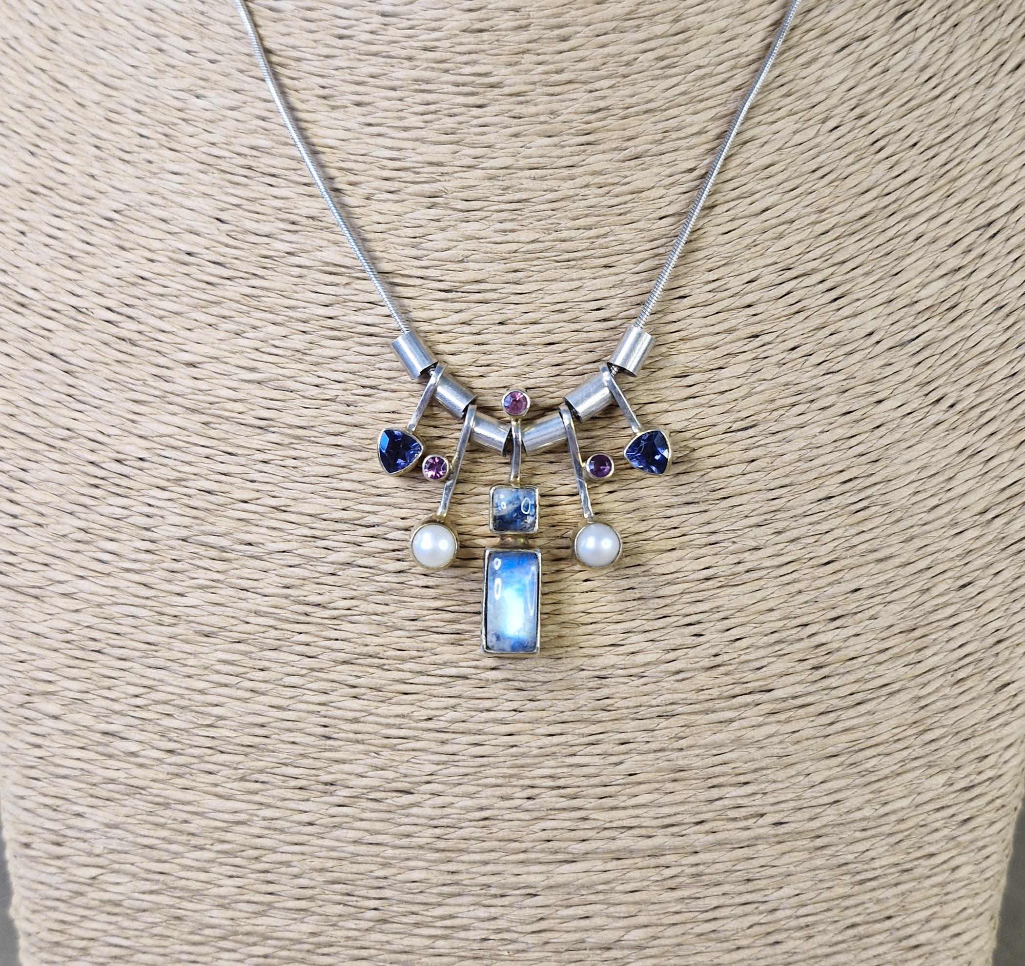 Michou Designs Necklace Sterling Silver 22k Gold Vermeil Modernist ...