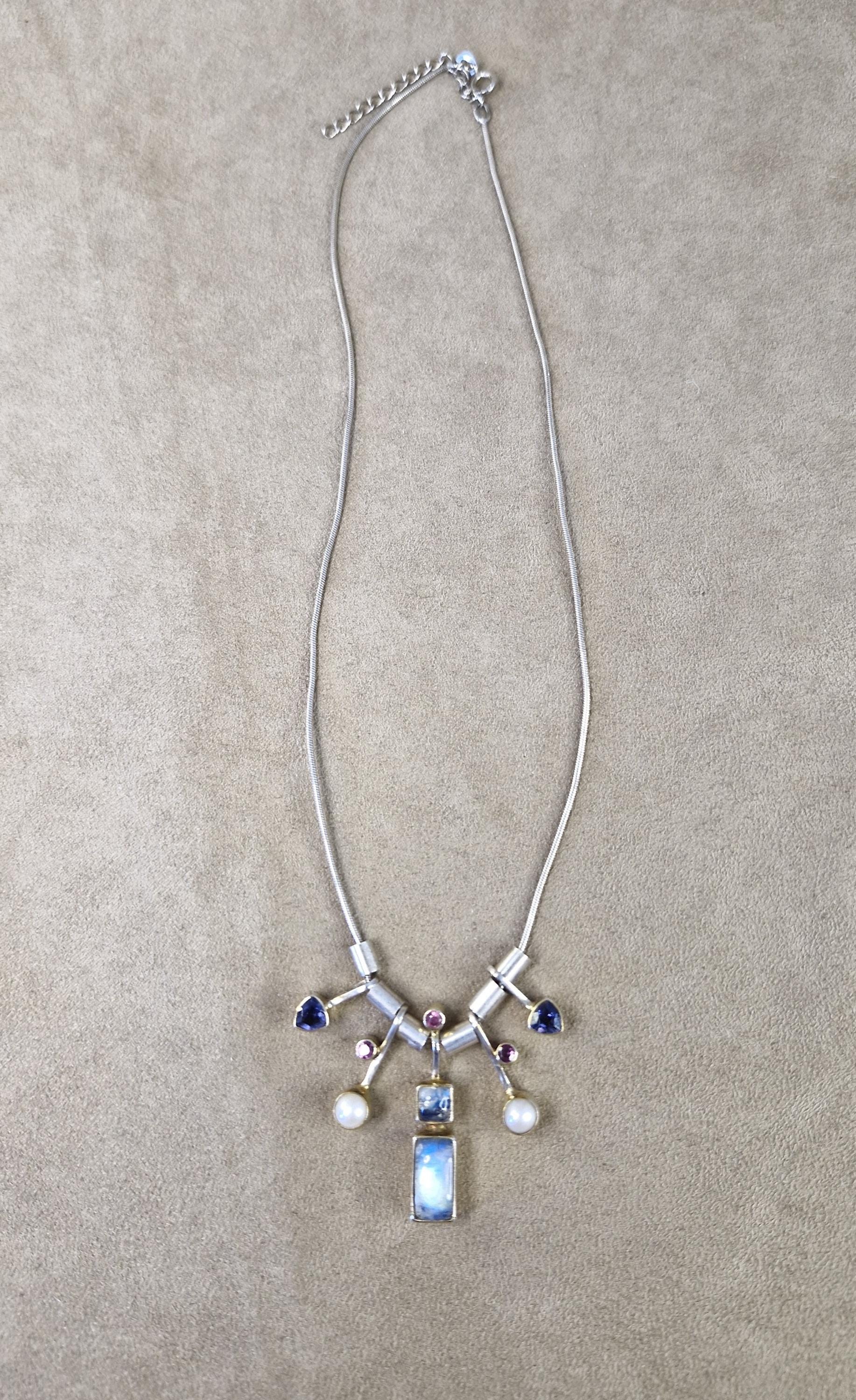 Michou Designs Necklace Sterling Silver 22k Gold Vermeil Modernist ...