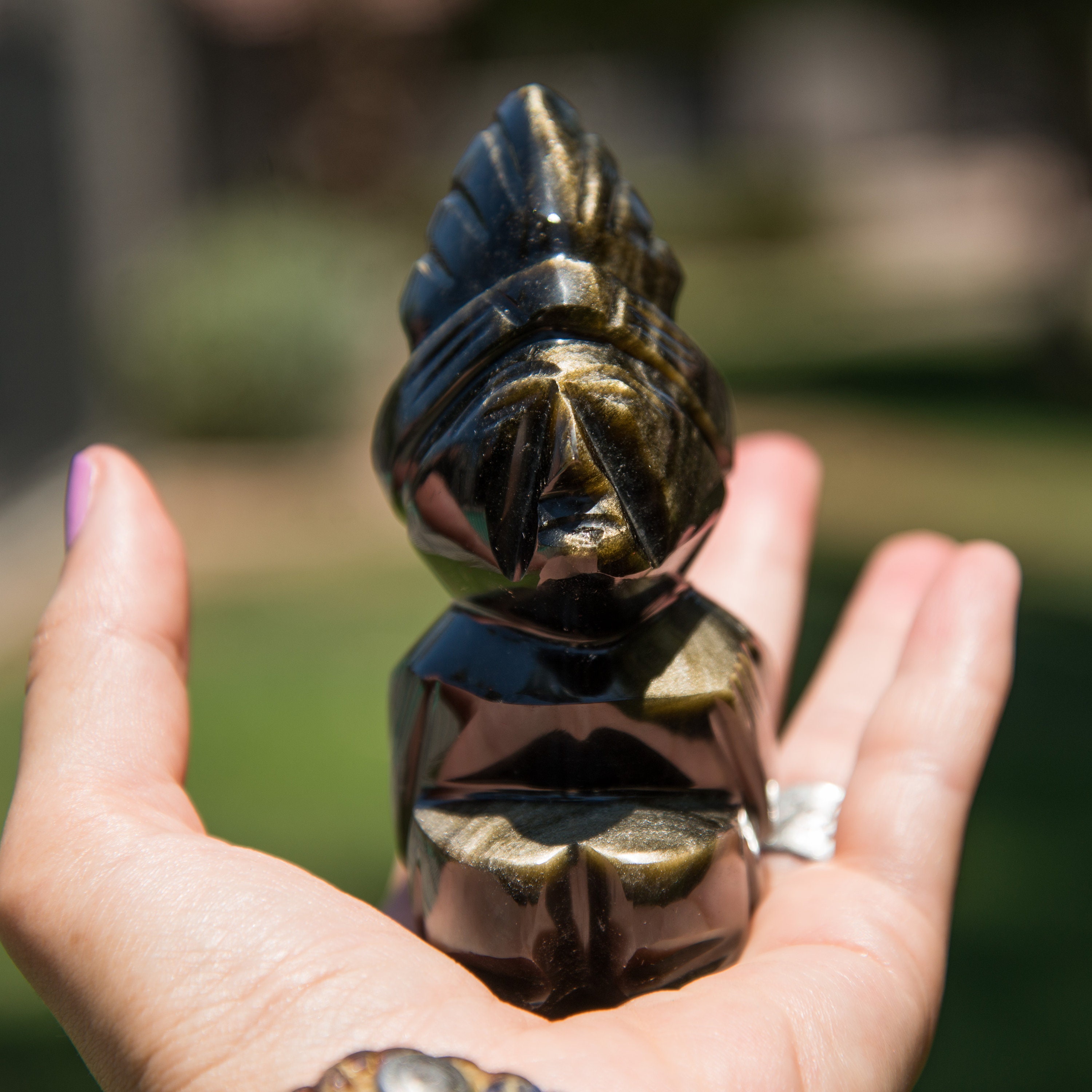 Gold Sheen Obsidian Aztec Figurine | Etsy