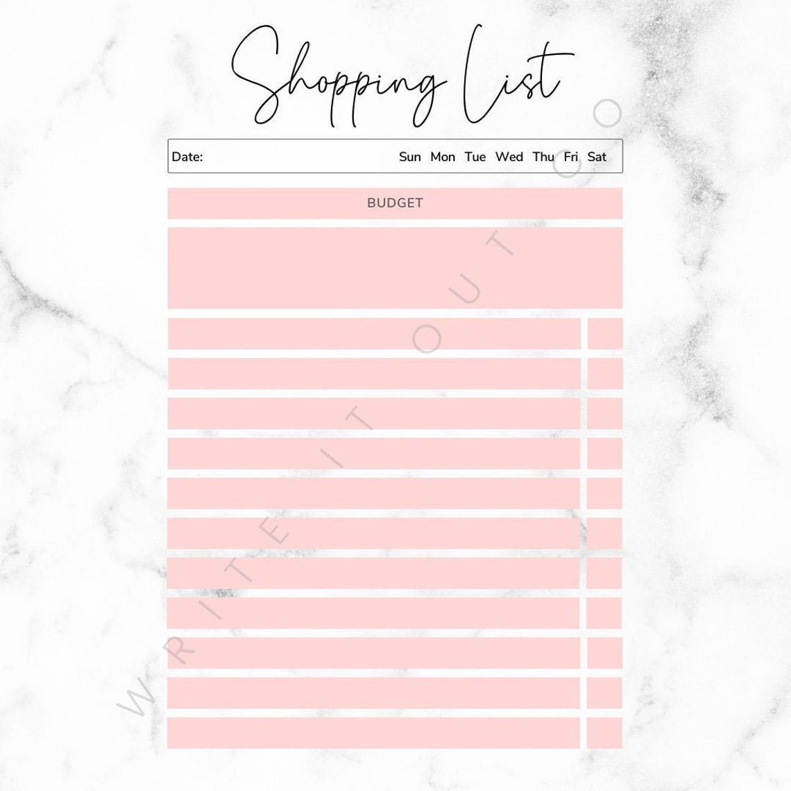 Printable Shopping List | Printable Groceries List | Shopping List ...