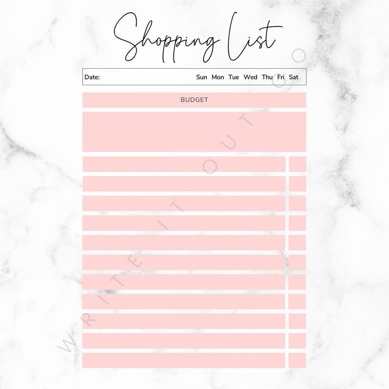 Printable Shopping List | Printable Groceries List | Shopping List ...