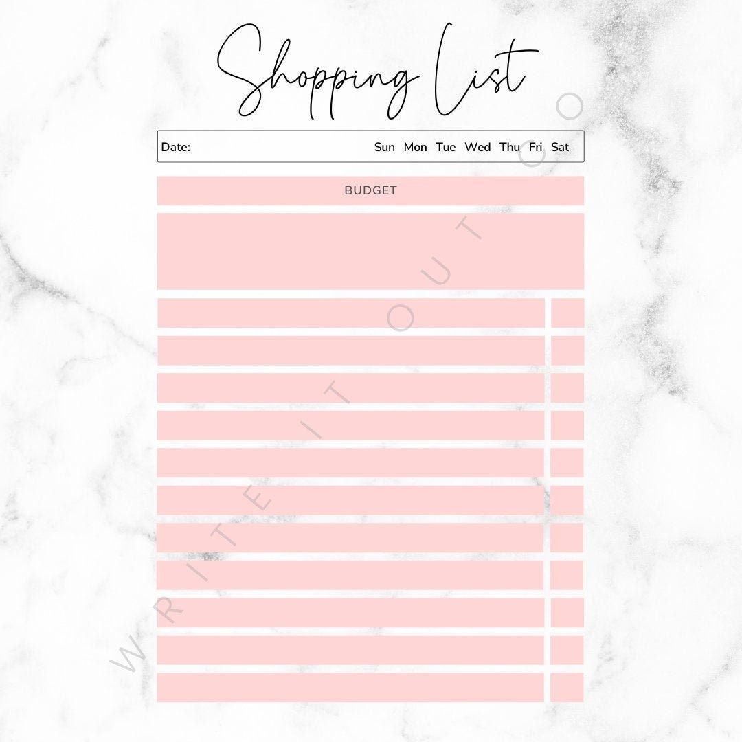 Printable Shopping List | Printable Groceries List | Shopping List ...