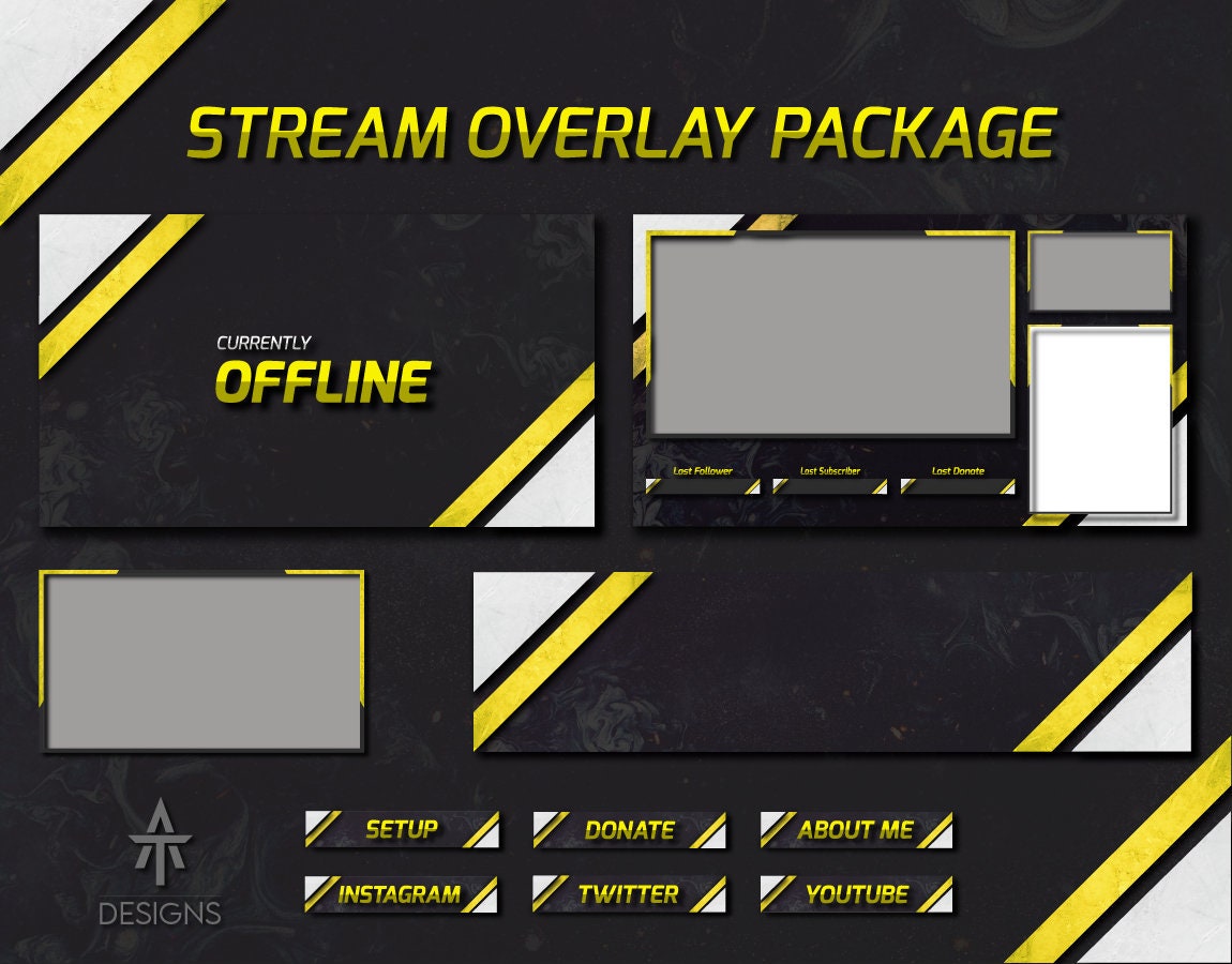 Stream Overlay Package for Twitch / Twitch Overlay Package in Yellow ...