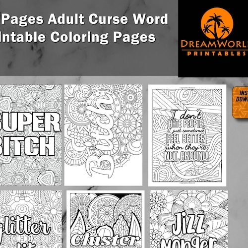35 Adult Curse Word Printable Coloring Pages Digital Download - Etsy