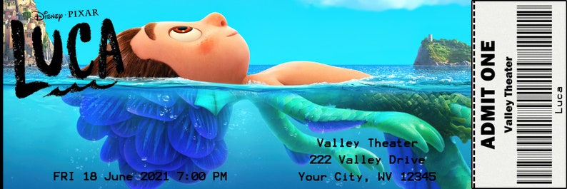 Printable Family Movie Night "luca" Movie Tickets - Etsy
