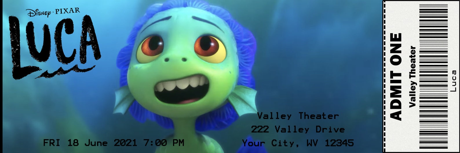Printable Family Movie Night "luca" Movie Tickets - Etsy