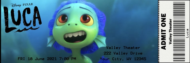 Printable Family Movie Night "luca" Movie Tickets - Etsy