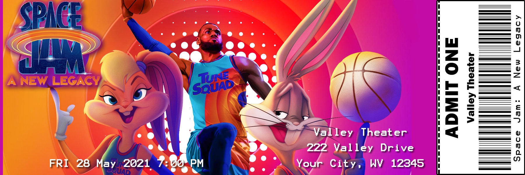 Printable Family Movie Night "space Jam: A New Legacy" Tickets - Etsy