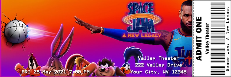 Printable Family Movie Night "space Jam: A New Legacy" Tickets - Etsy