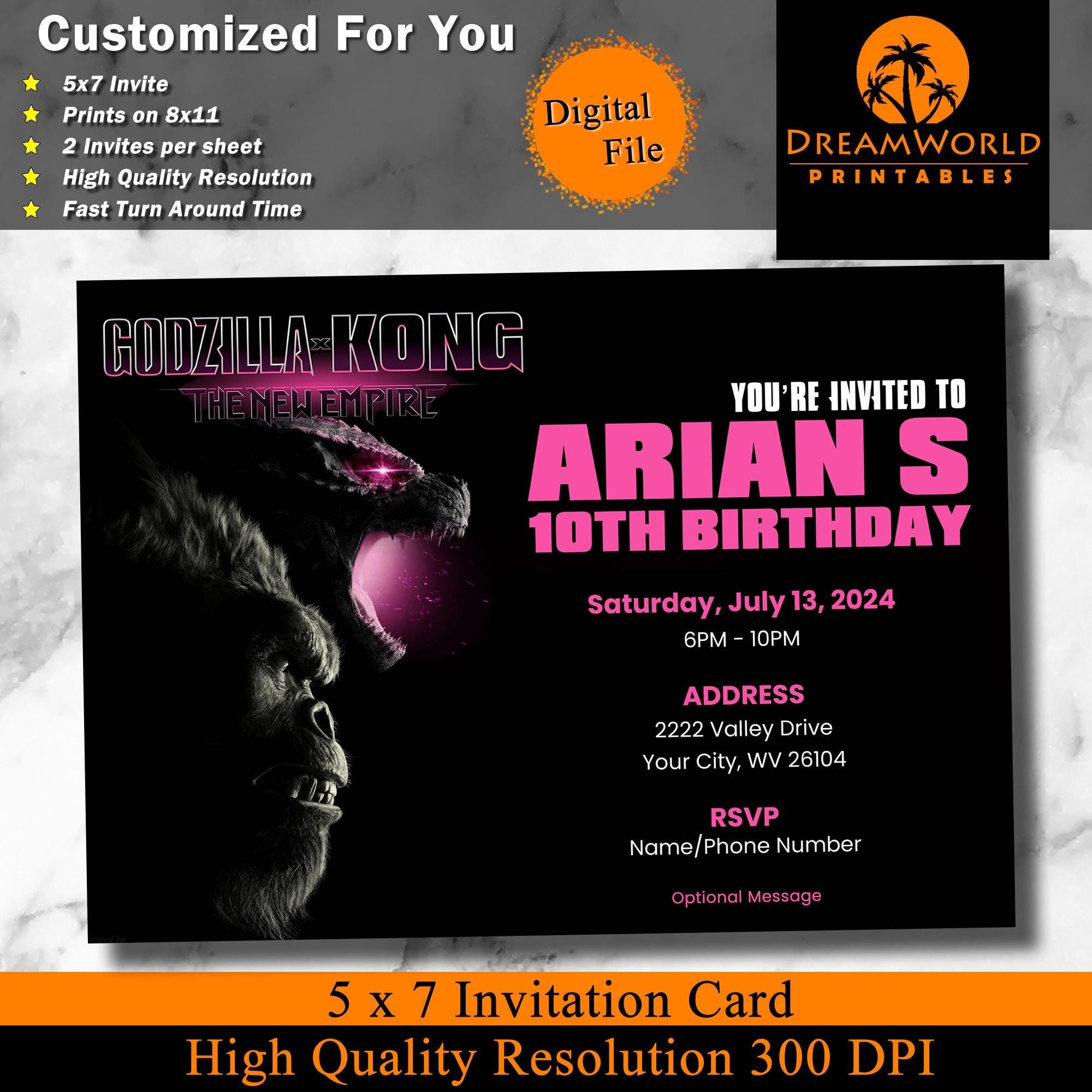 Godzilla X Kong Party Invitation - Etsy