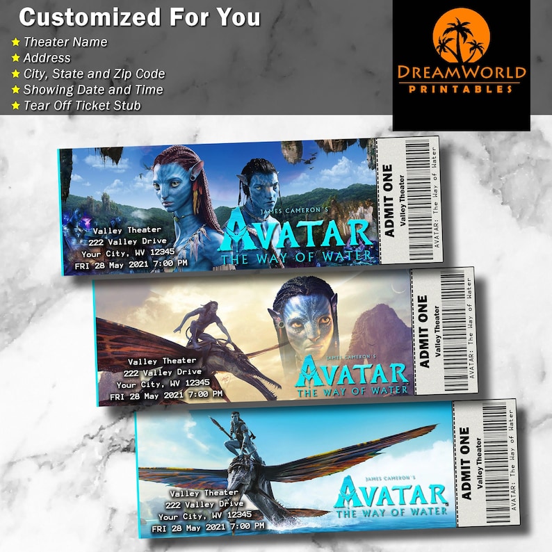 Printable Family Movie Night Avatar: the Way of Water Ticket - Etsy
