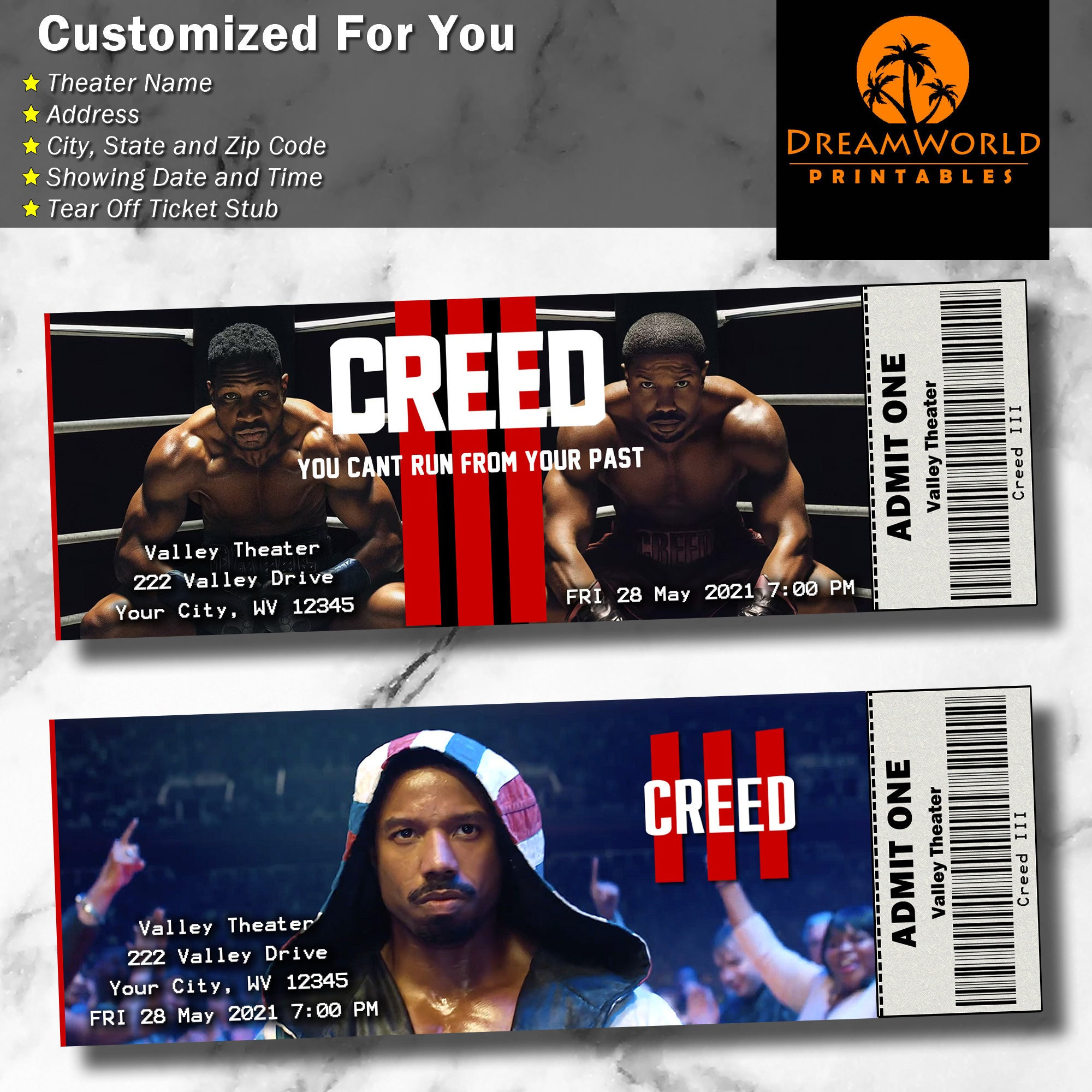 Printable Family Movie Night Creed 3 Tickets - Etsy