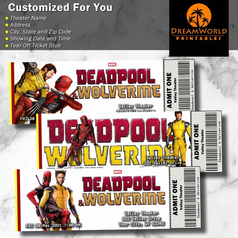 Deadpool & Wolverine Collectible Movie Tickets - Etsy
