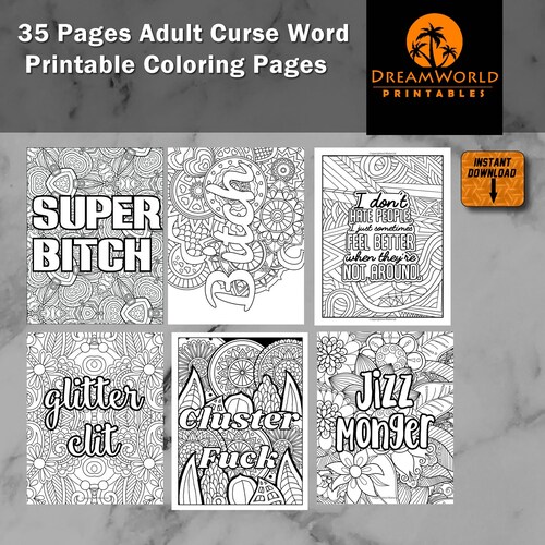 10 Adult Coloring Pages Printable Curse Words Swear Word - Etsy