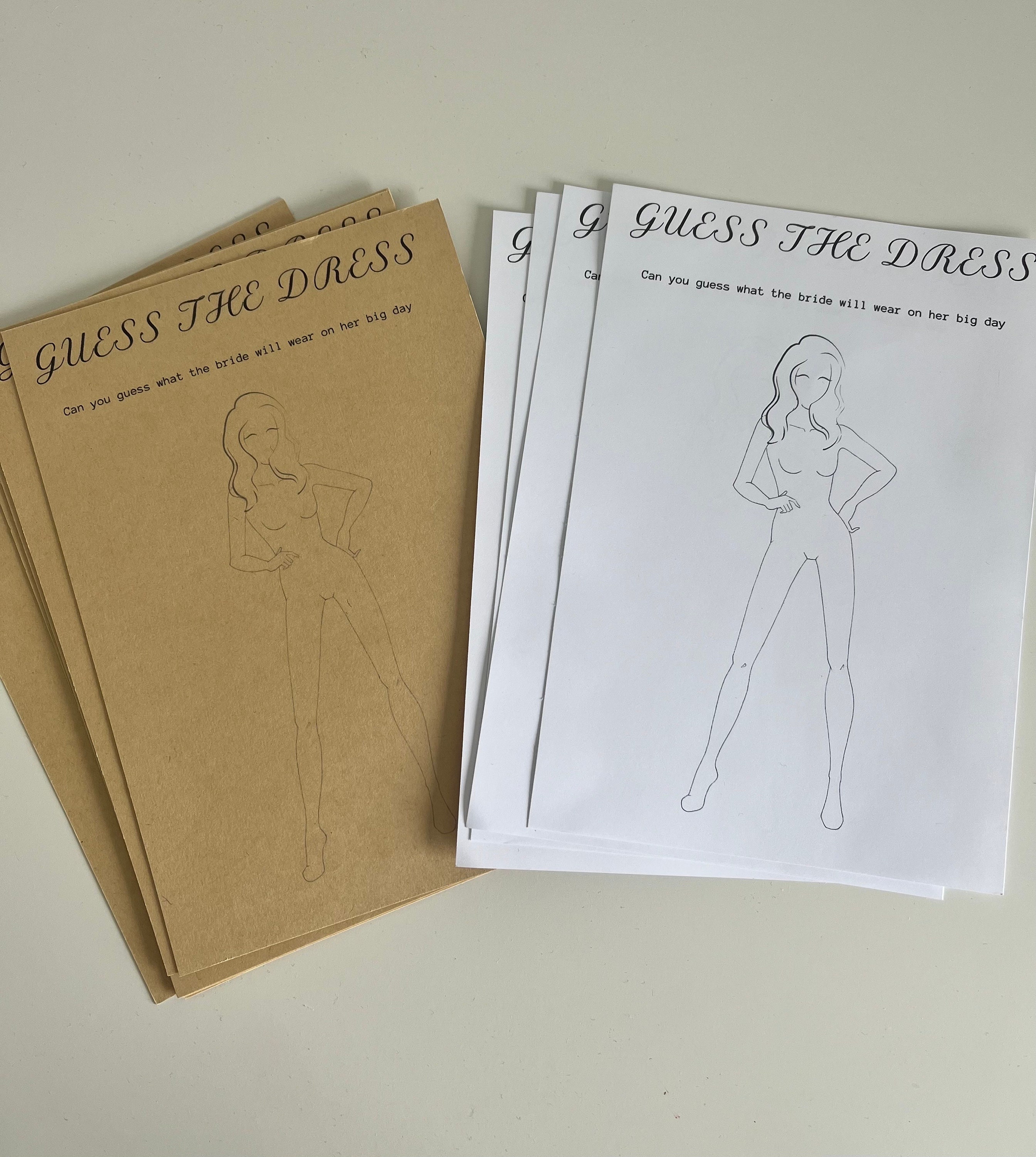 PRINTED Guess the Dress Bridal Shower Game Printed for You Hen Party ...