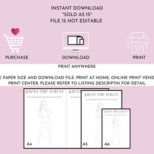 DIGITAL Guess the Dress Bridal Shower Game Printable Hen Party Game ...