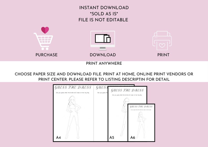 DIGITAL Guess the Dress Bridal Shower Game Printable Hen Party Game ...