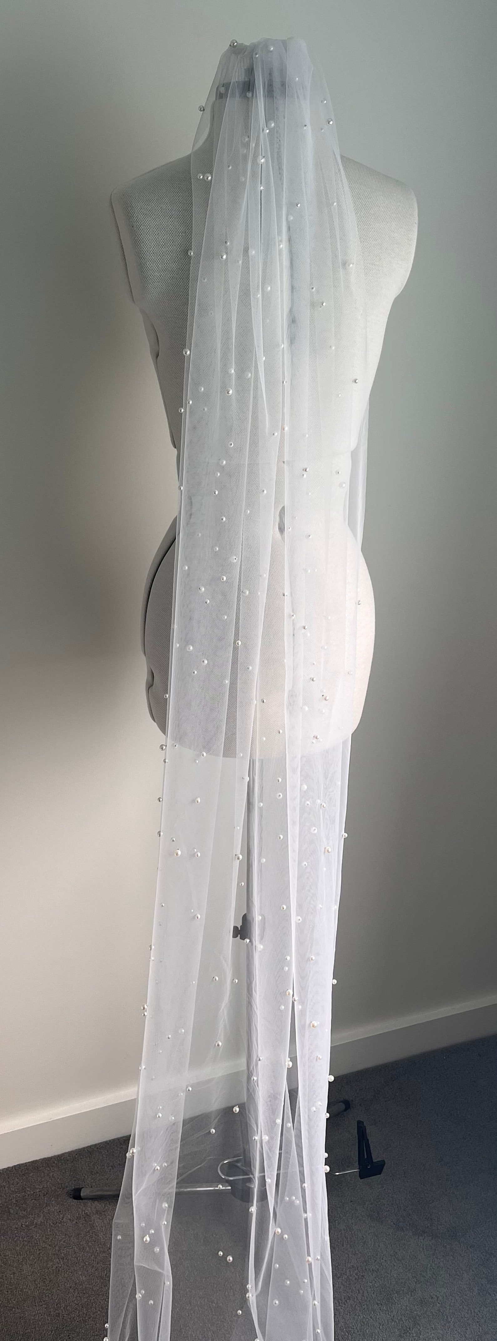 Luna Pearl Bridal Tulle Veil | Pearl Veil | Textured Veil | Veil ...