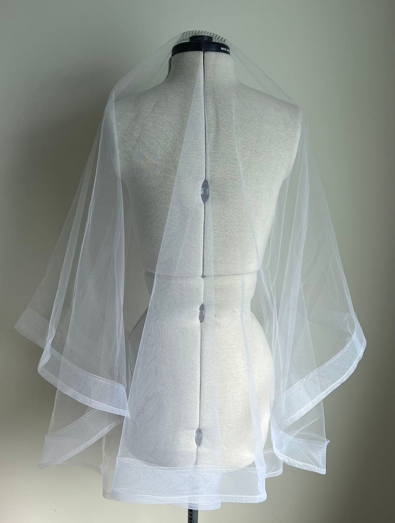 Aria Two Tier Horsehair Trim Drop Veil - Etsy