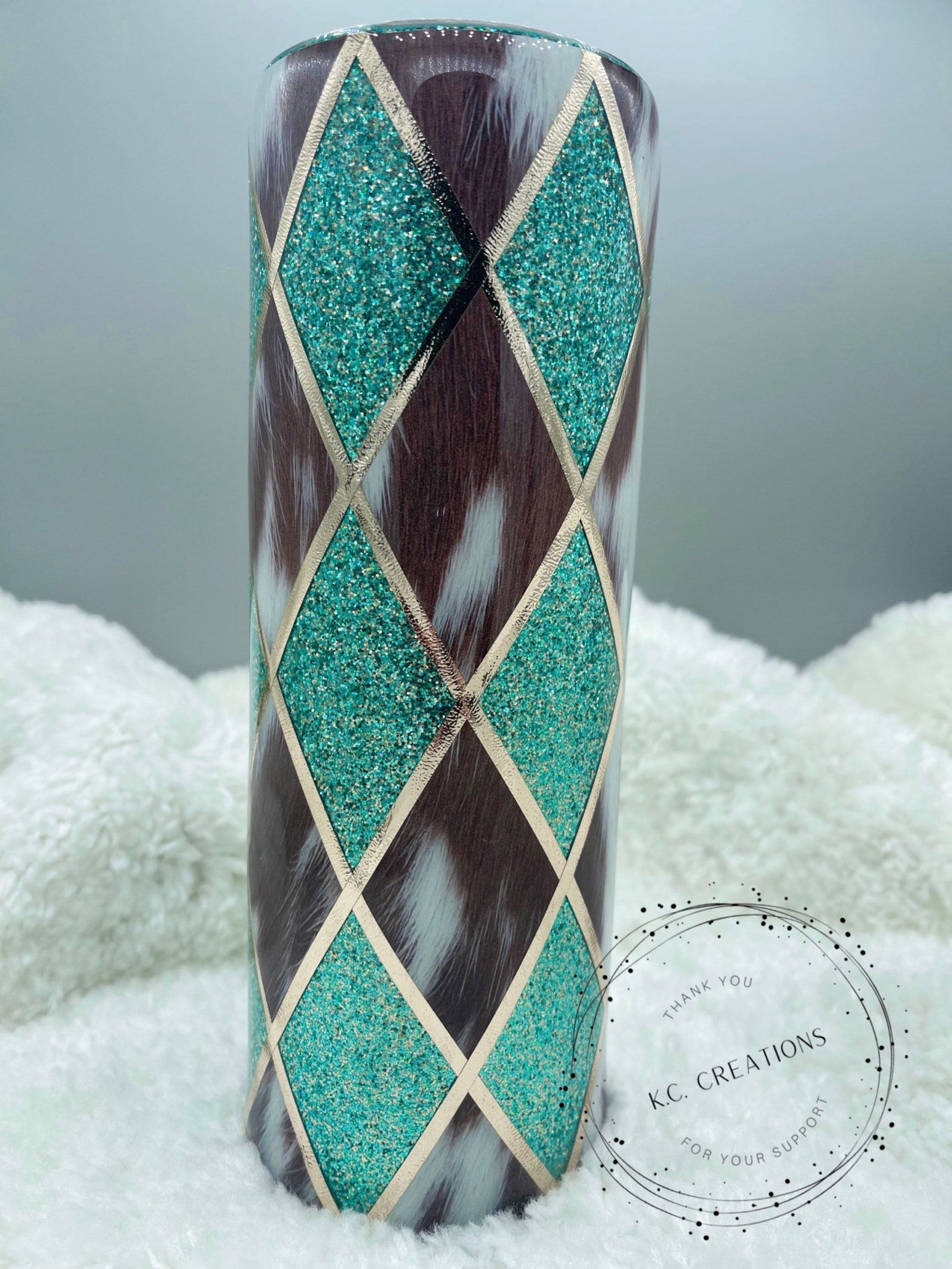 Teal and Cow Print Tumbler / Cow Cup / Western Style Cup / - Etsy