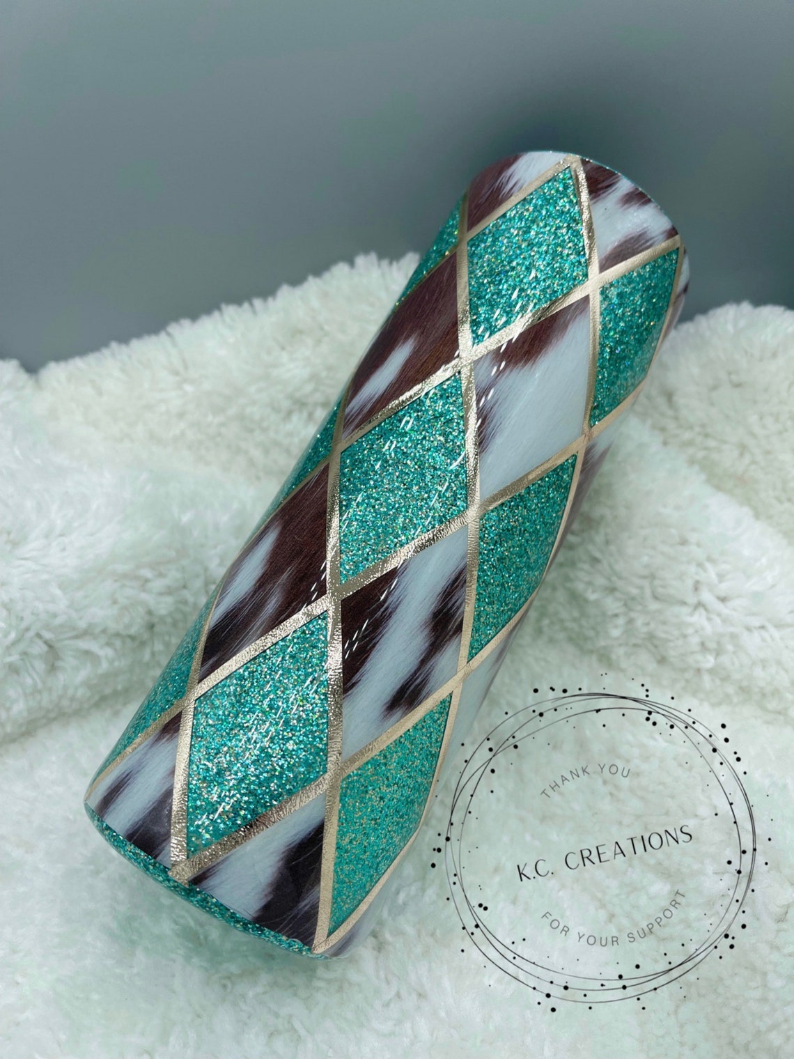 Teal and Cow Print Tumbler / Cow Cup / Western Style Cup / - Etsy