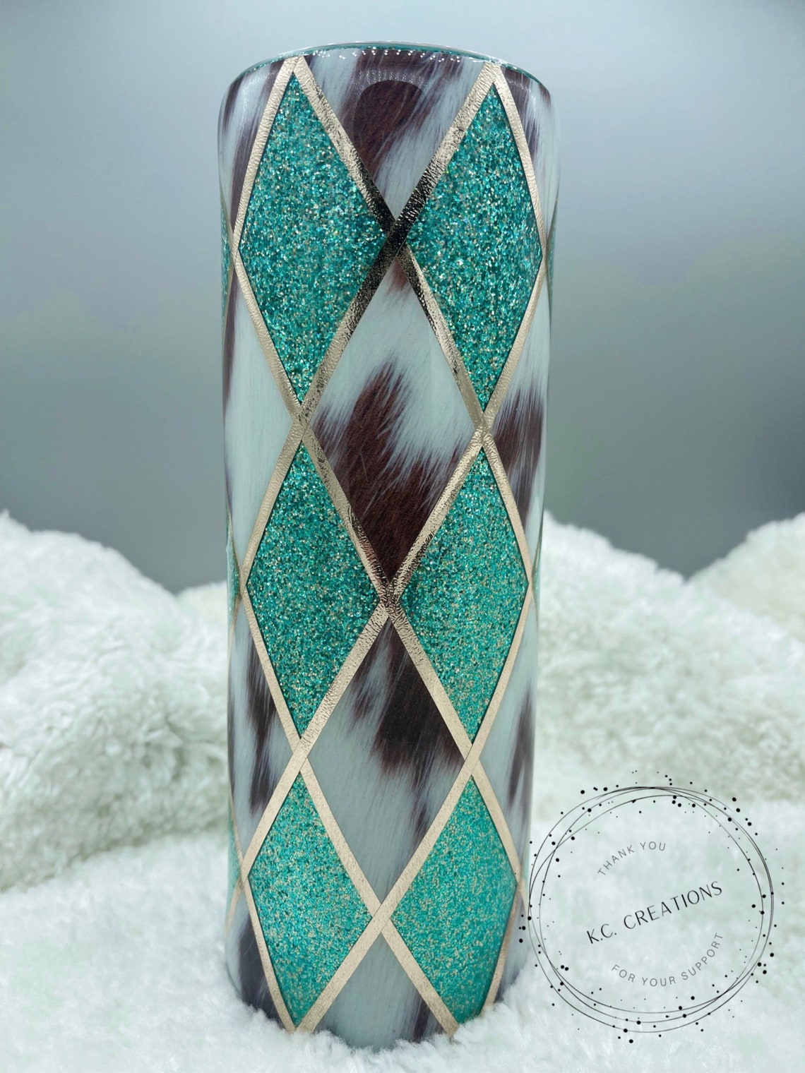 Teal and Cow Print Tumbler / Cow Cup / Western Style Cup / - Etsy