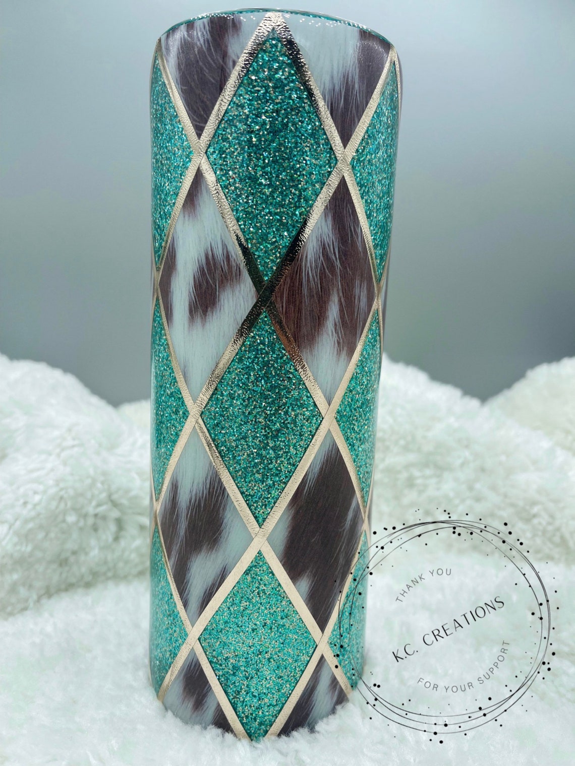 Teal and Cow Print Tumbler / Cow Cup / Western Style Cup / - Etsy