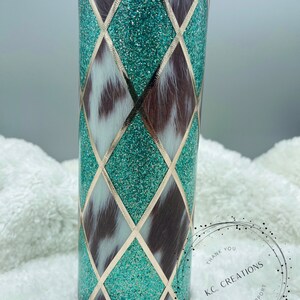 Teal and Cow Print Tumbler / Cow Cup / Western Style Cup / - Etsy