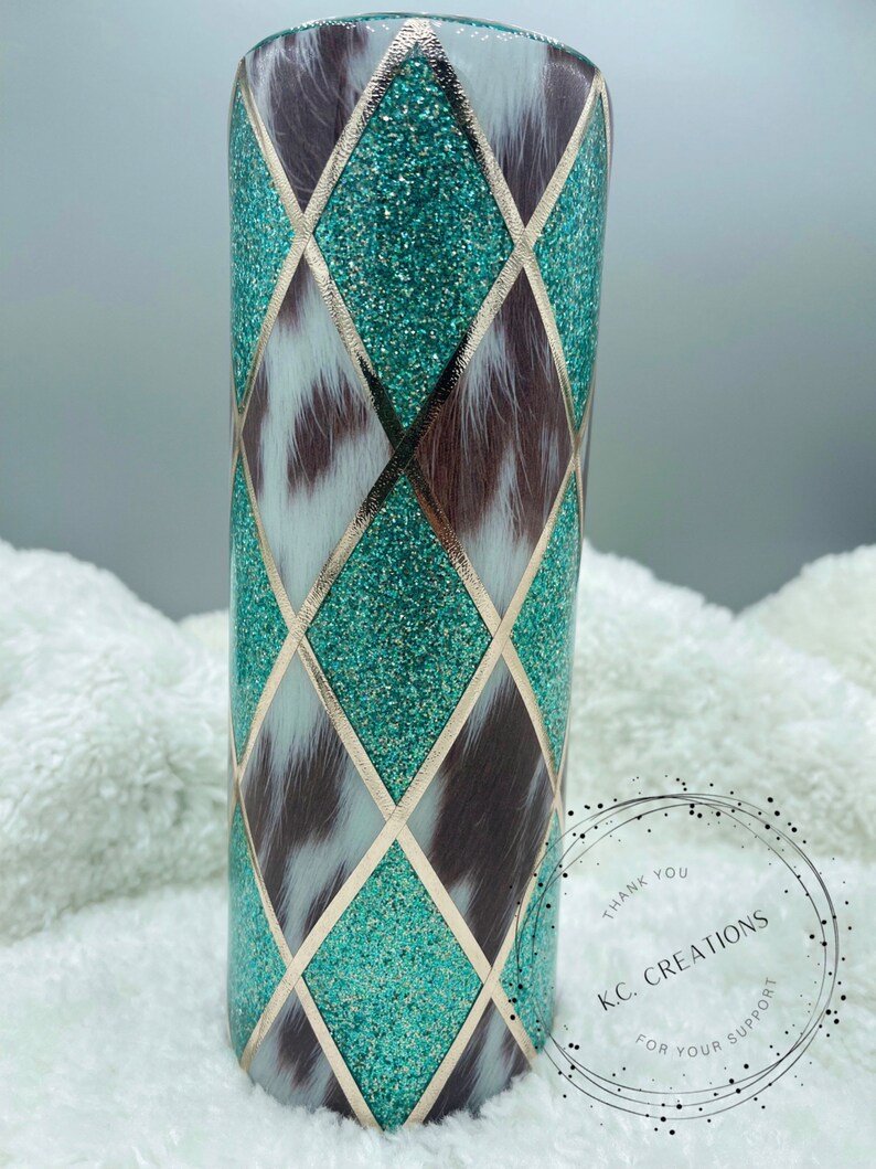 Teal and Cow Print Tumbler / Cow Cup / Western Style Cup / - Etsy