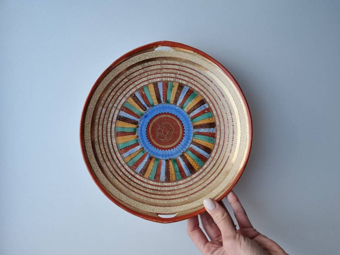 Vintage Japanese Plate, Hand Painted Japanese Serving Plate, Red and ...