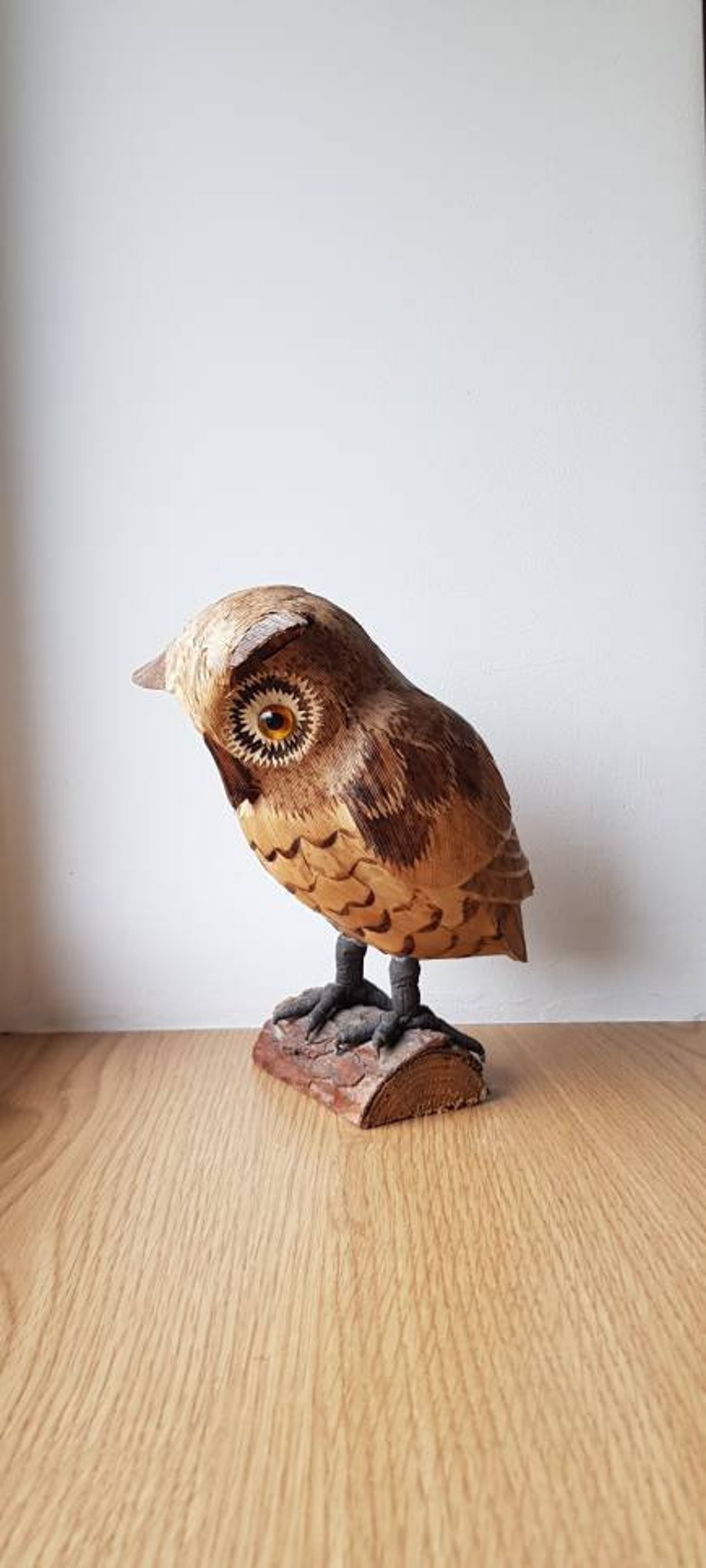 Vintage Owl Figurine Natural Material Made Owl Owl Statue Decor Gift ...