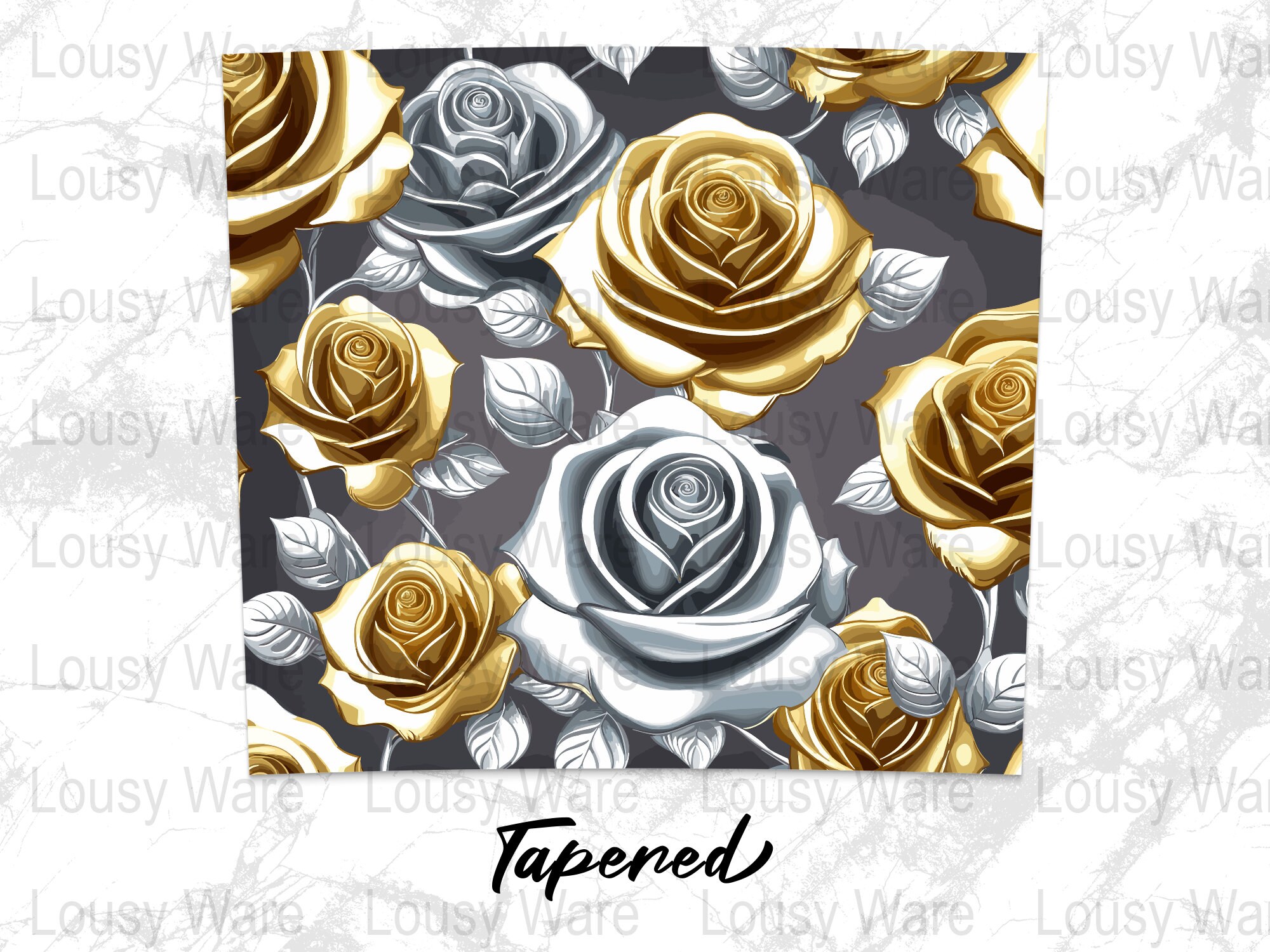 3D Golden Silver Rose Pattern 20 Oz Skinny Tumbler Sublimation Design ...