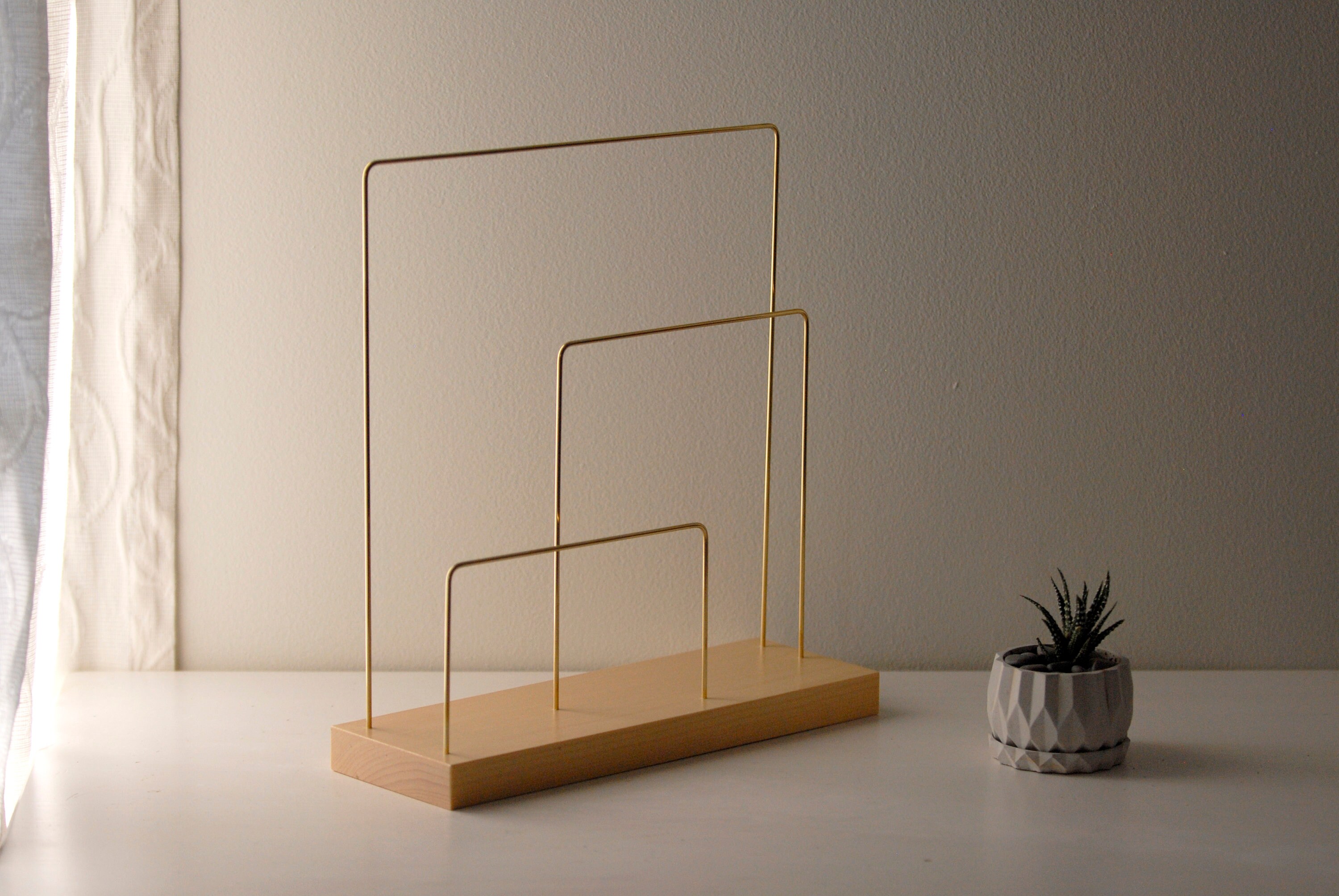 Asymmetrical Brass Jewelry Stand, Wood Base, Necklace Organizer - Etsy