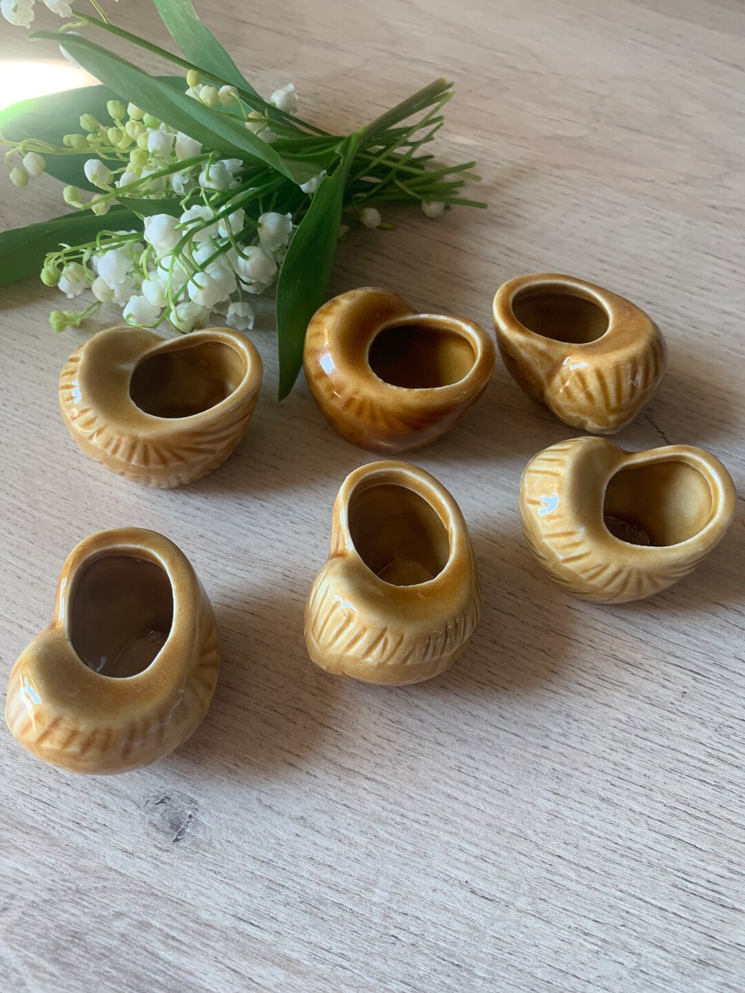 6 Snail Shells, Ceramic Shells, Vintage Shells, Snail Cooking, French ...
