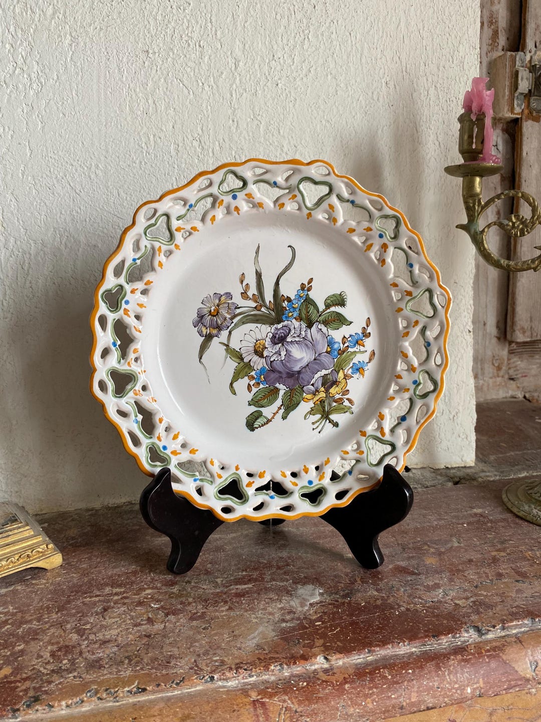 Magnificent Vintage Hand-painted Plate. Lallier Factory in Moustier ...