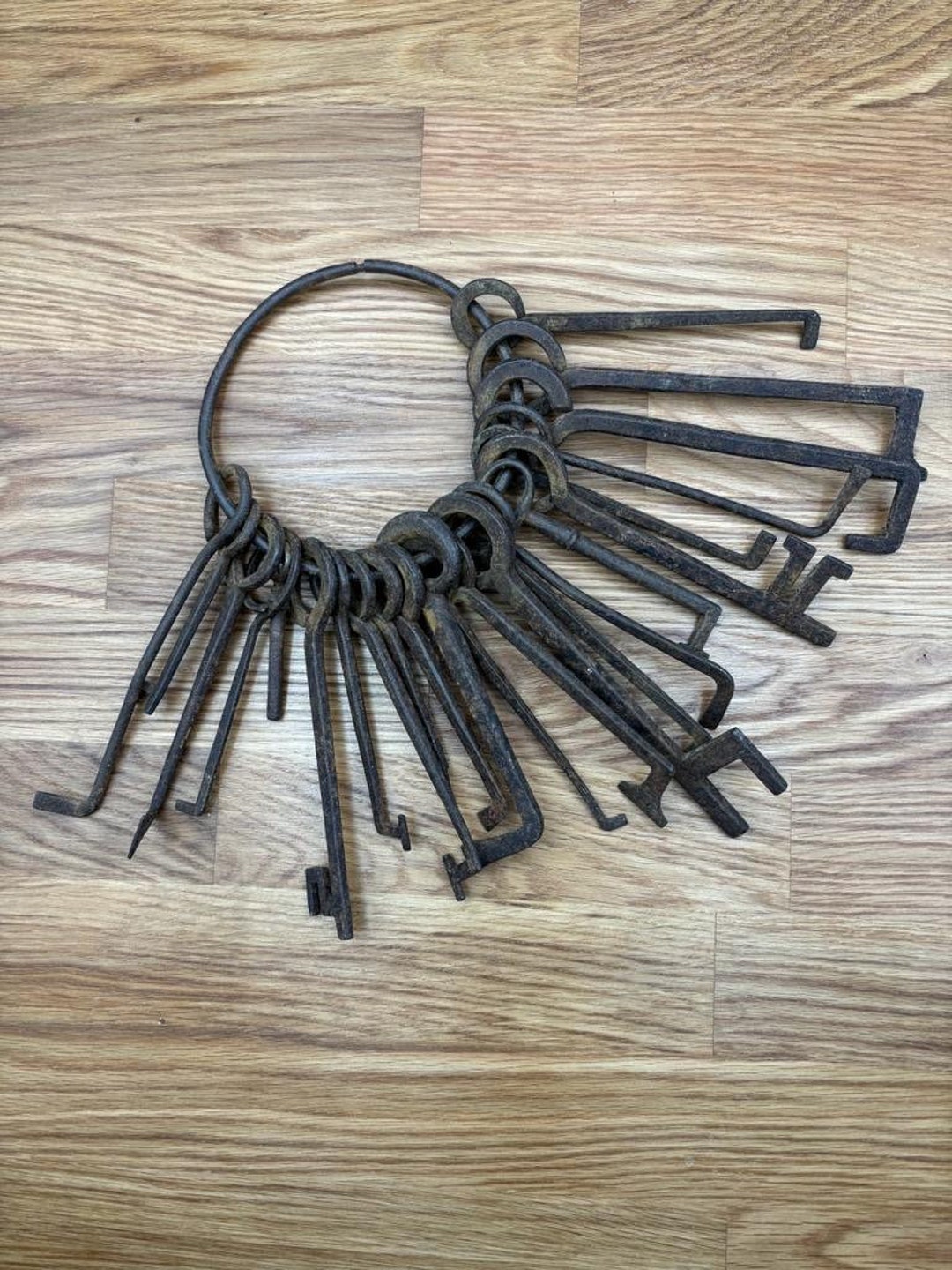 Old French Castle Keys With Large Key Ring. Vintage Keychain With ...