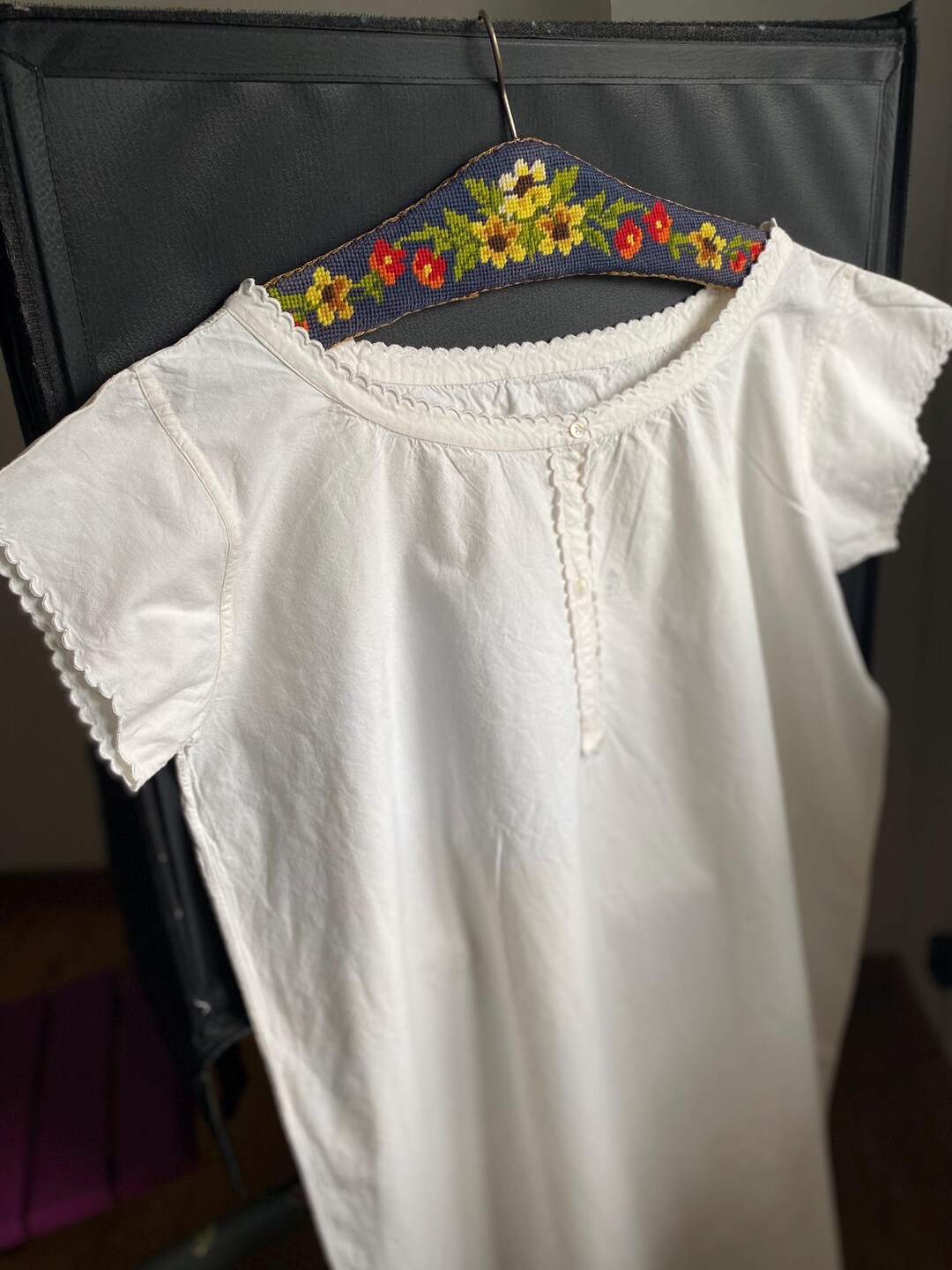 Antique Nightgown. Embroidered With Monogram. Linen Nightgown. Plus ...