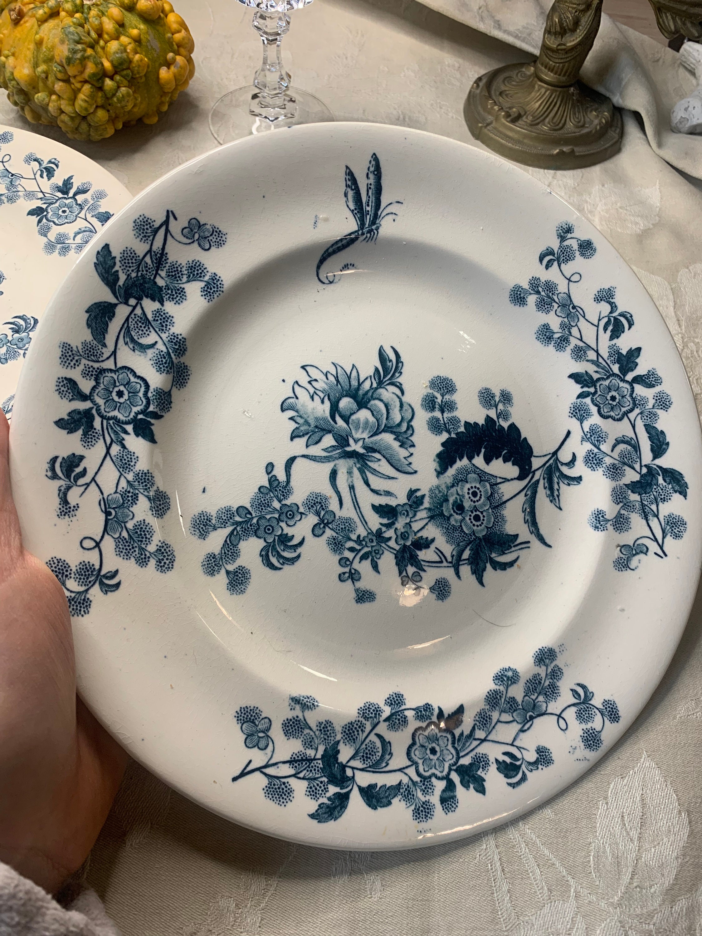 2 Old Longwy Plates in Antique Blue Iron Clay Longwy Model Ycho - Etsy