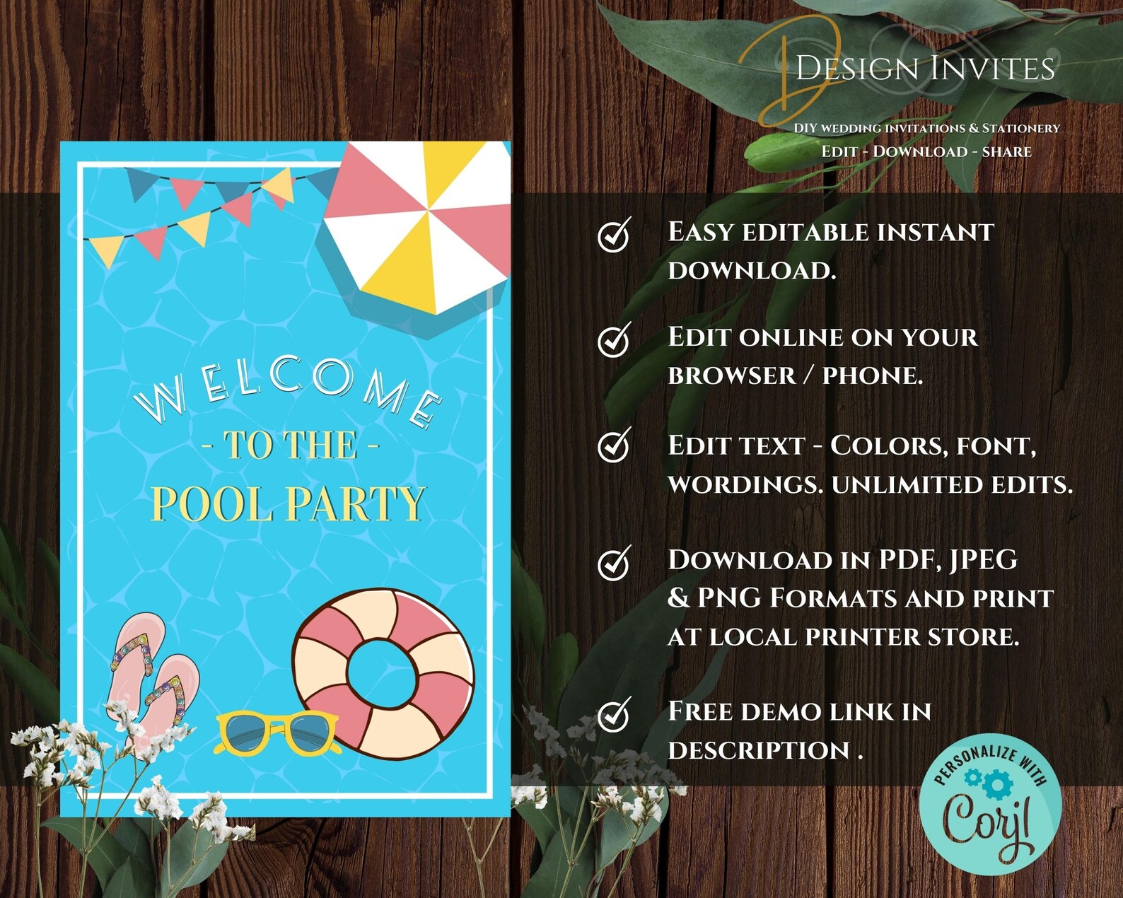 Pool Party Welcome Signage With Pool Slippers Pool Ring - Etsy