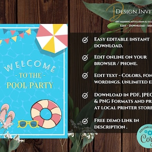 Pool Party Welcome Signage With Pool Slippers Pool Ring - Etsy