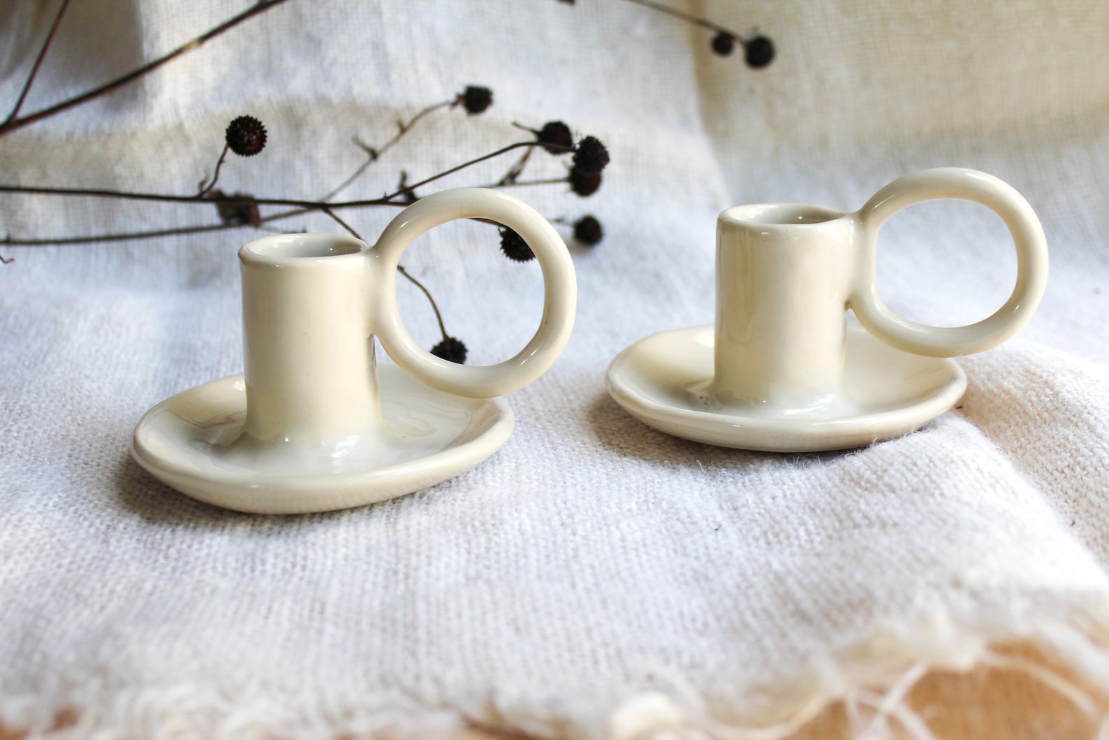 Candle Holder Candle Holder With Handle Ceramic Candle - Etsy