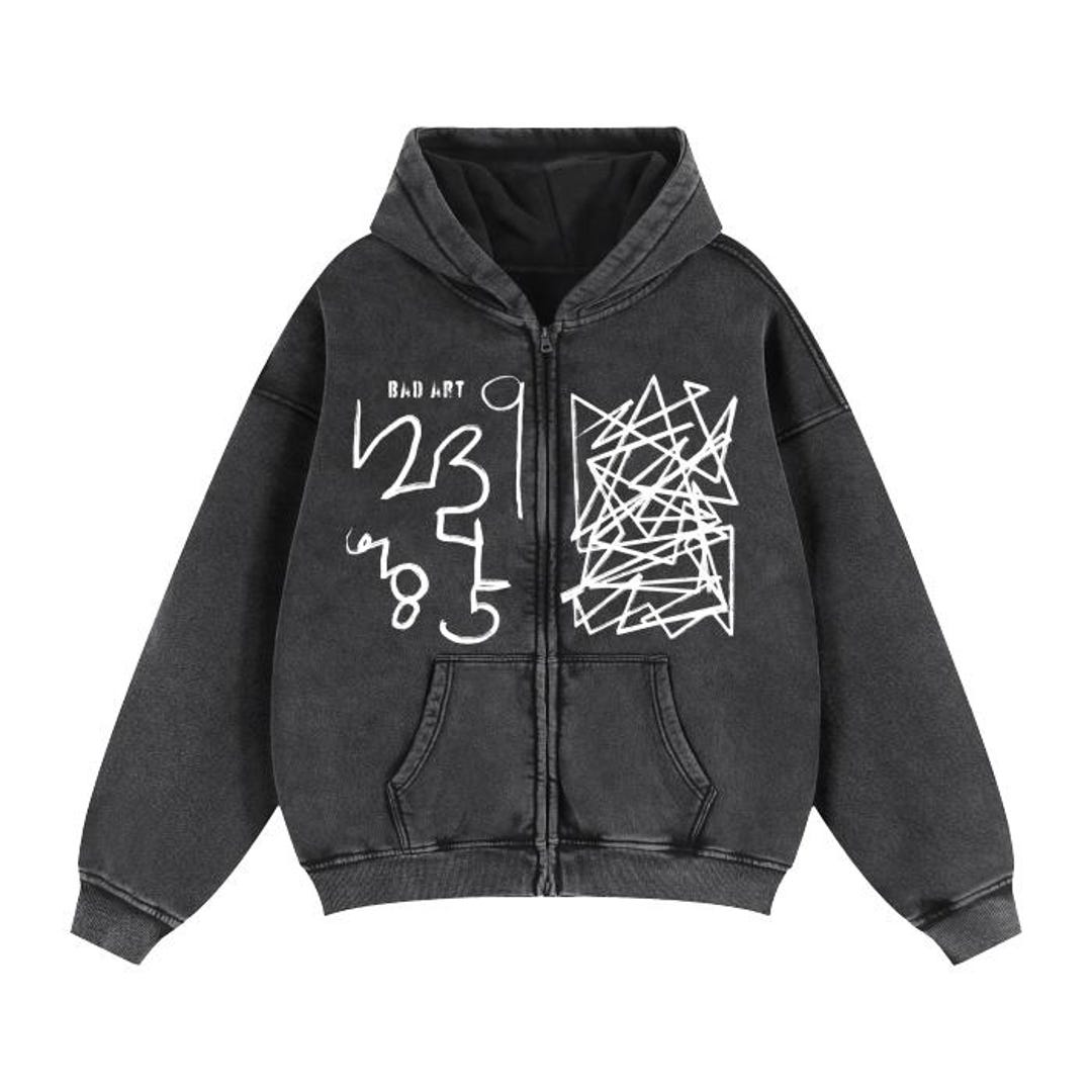 Messy Zip-through Boxy Hoodie Zip up Hoodie Jacket Fall Winter Y2k ...