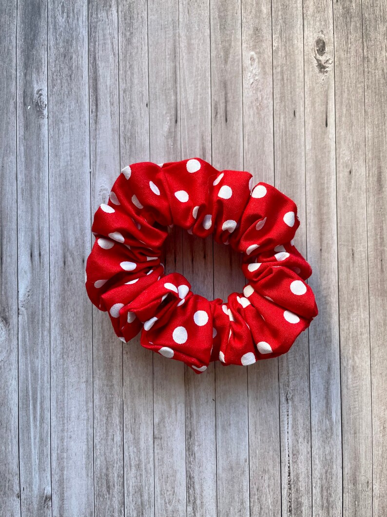 Red & White Polka Dot Cotton Hair Scrunchie - Etsy